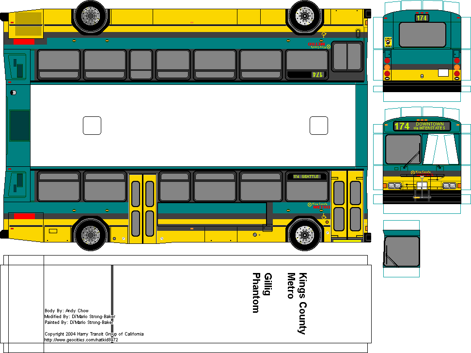SP. Papel Modelismo: PaperCraft - King County Metro Transit Gillig PHANTOM