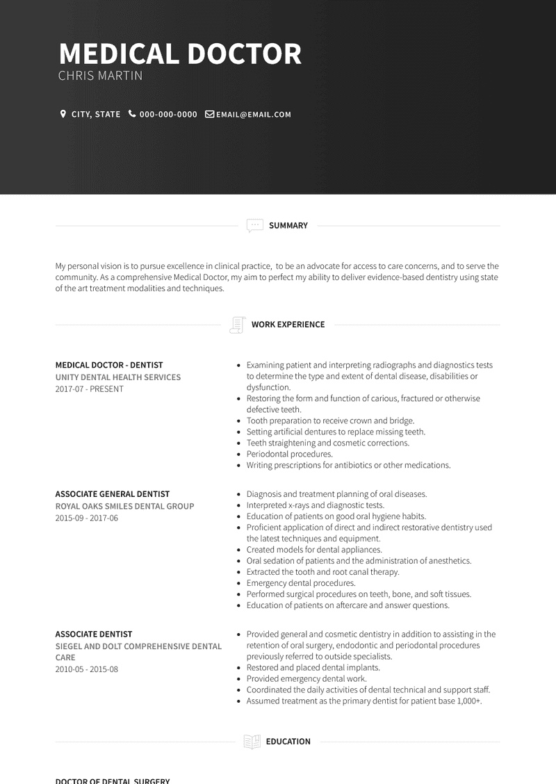 Medical Doctor Cv Template Word ~ Medical Resume