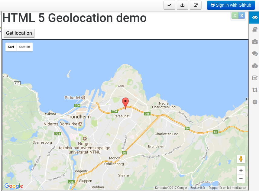 Coding Grounds: HTML 5 Geolocation introduction