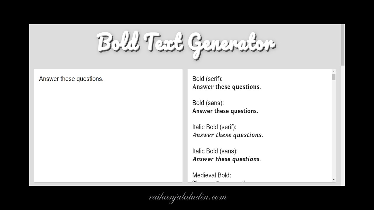 Teks Bold, Italic & Cursive Dalam Google Form & Facebook dll - Raihan ...