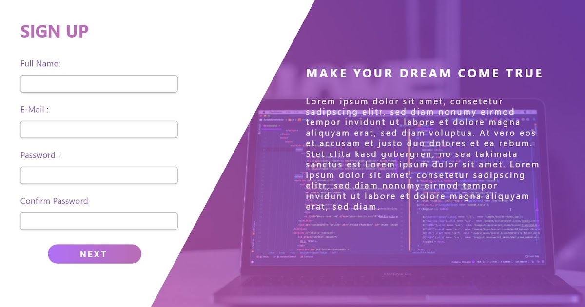 Make A Sign Up Page using HTML and CSS - DoctorCode