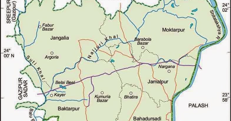 Kaliganj Upazila Map, Gazipur District, Bangladesh