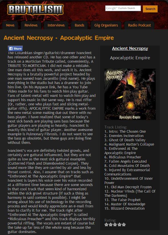 Ancient Necropsy Official Website