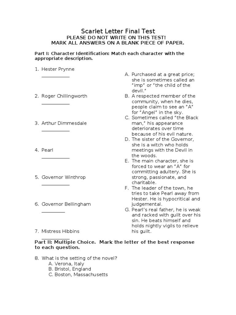 Scarlet Letter Test ~ Thankyou Letter