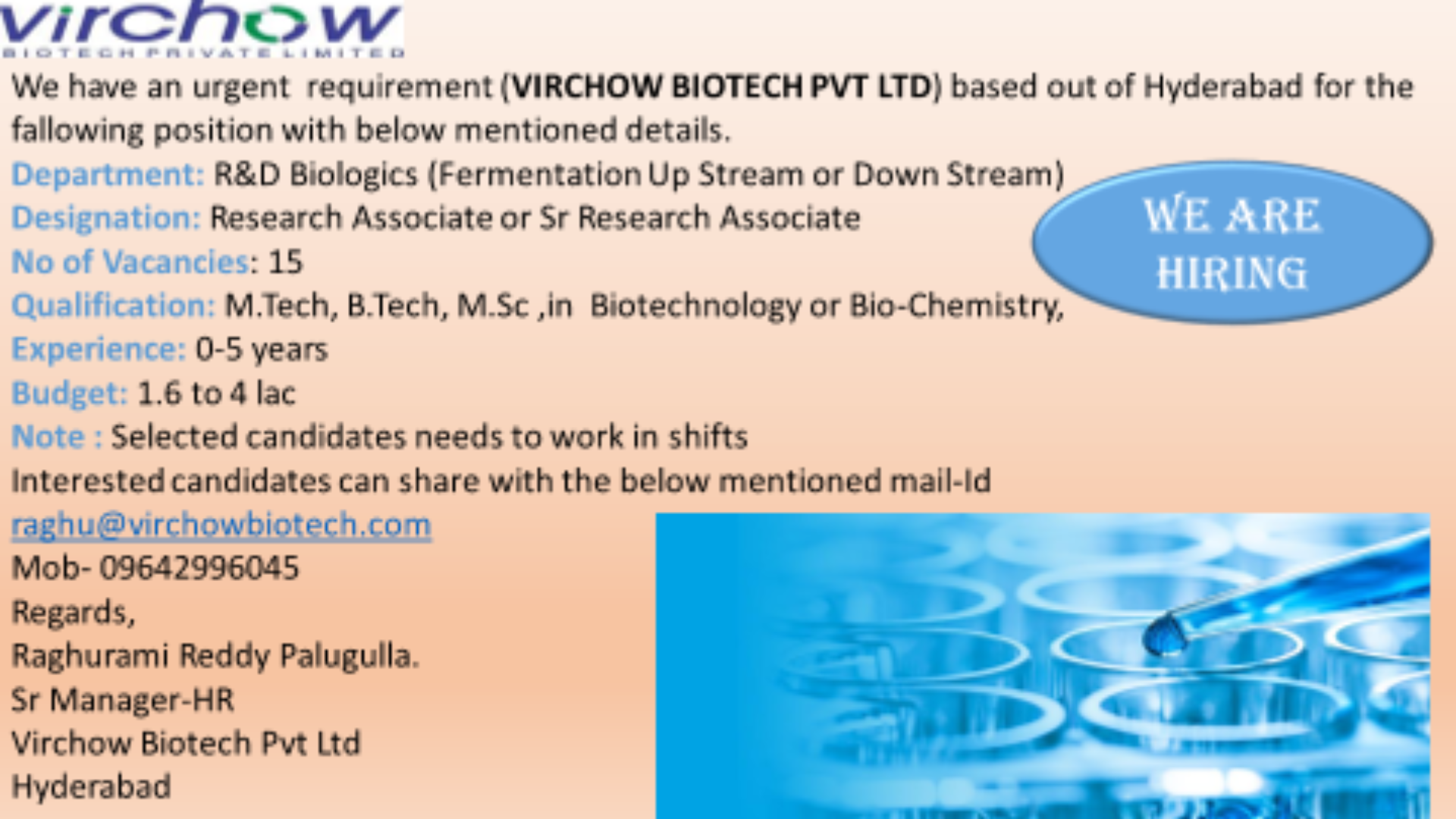 Virchow Biotech | Urgent openings for Freshers and Experienced in R&D ... Virchow Biotech | Urgent openings for Freshers and Experienced in R&D ...