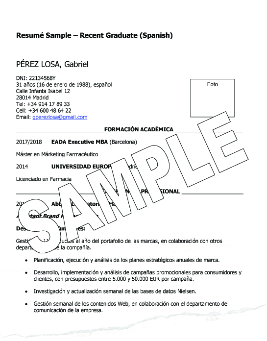 Resume Template In Spanish ~ Resume Letter