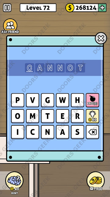 Escape Room: Mystery Word Level 72 Answer ~ Doors Geek