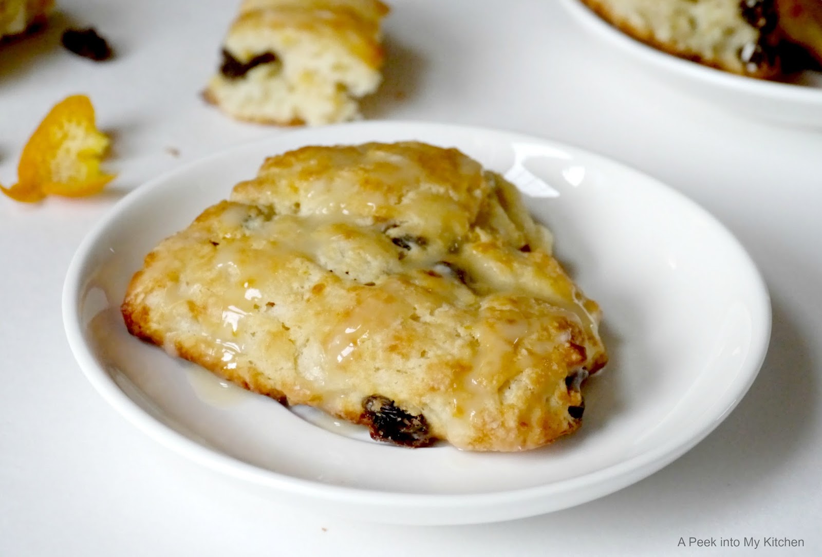 A Peek into My Kitchen: Orange - Raisin Scones with Maple Glaze ~ Day 17