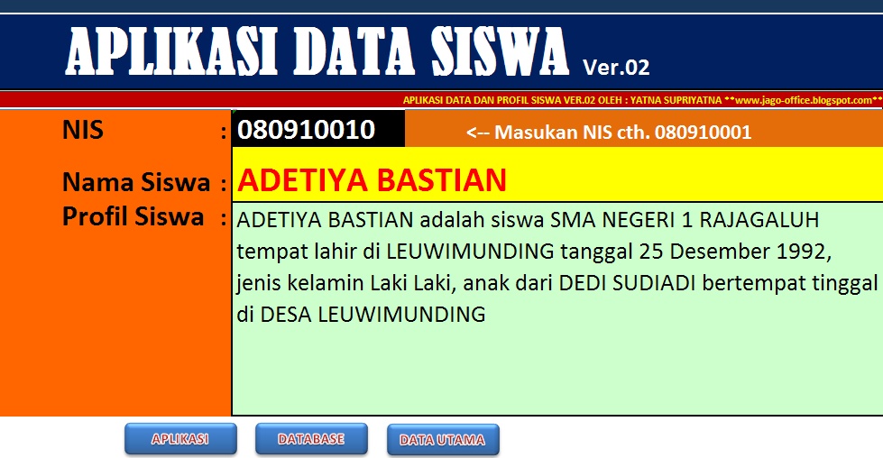 (FREE) Membuat Aplikasi Data dan Profil Siswa Versi Excel Gratis ...