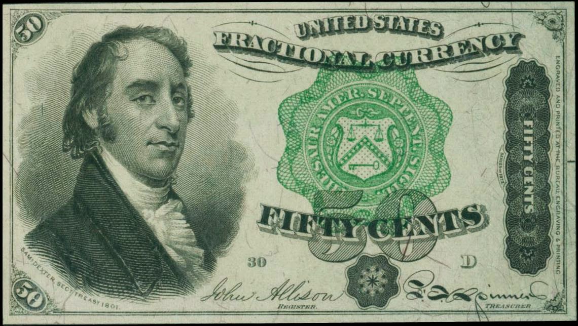 Fractional Currency 50 Cent Dexter note 1863 Fourth Issue|World ...
