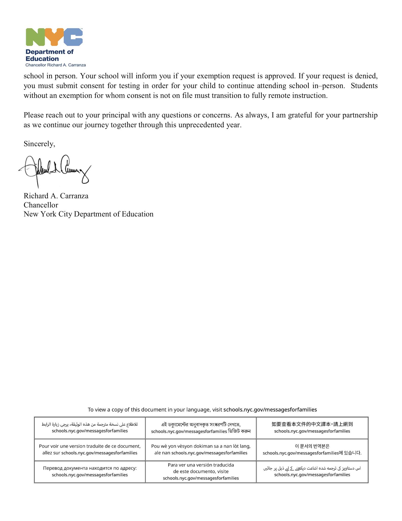 PS 130M Parents Association 一三零小學家長會: PS 130M/Chancellor's Letter ...