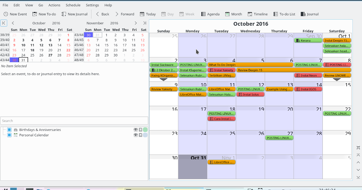 An Example in Using KOrganizer (Plus Sample .ics File)