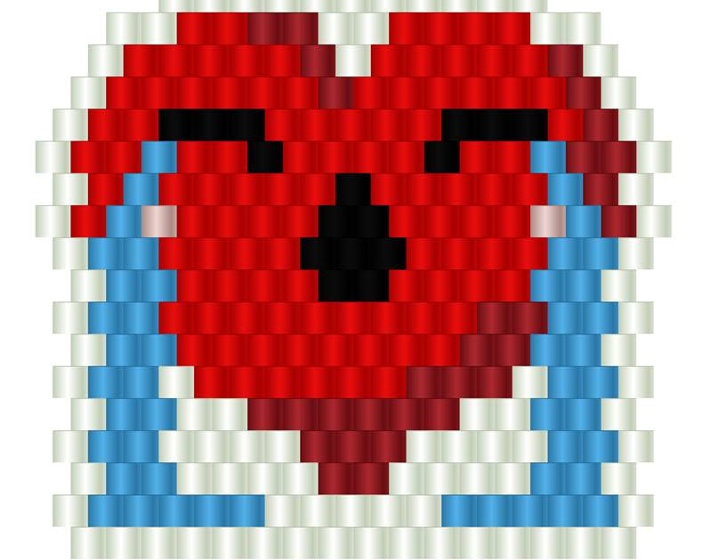 Brick Stitch Bead Patterns Journal: Free Crying Emoji Heart Valentine's ...