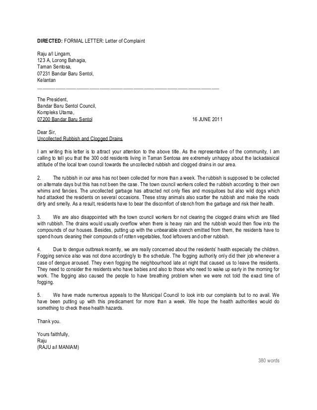 Formal Letter Spm - Formal Letter