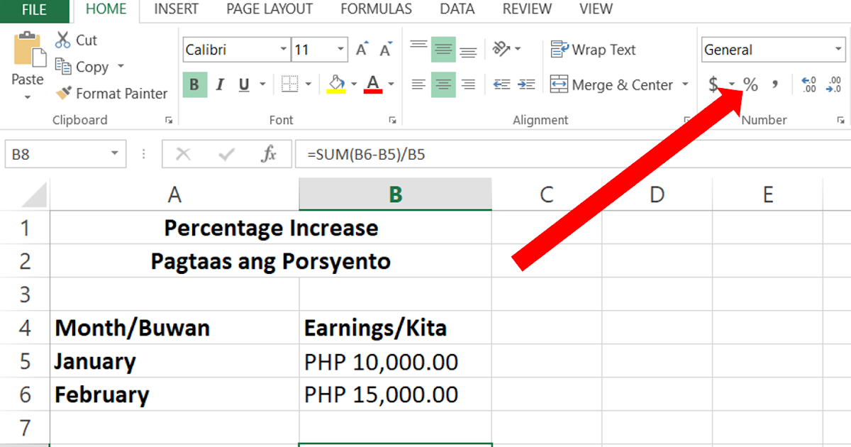 How to Calculate Percentage Increase (EXCEL) "Paano Makalkula ang ...