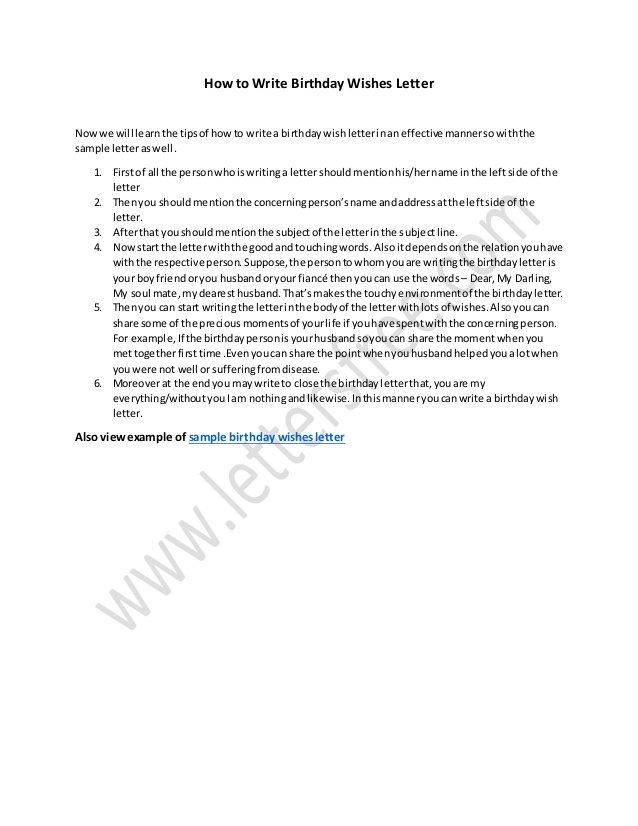 Sample Of Birthday Letter - Birthday Letter