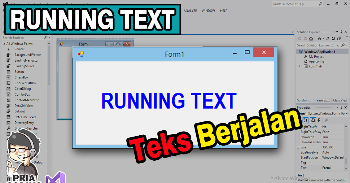 Cara Membuat Teks Berjalan (Running Text) di VB.Net | priacoding
