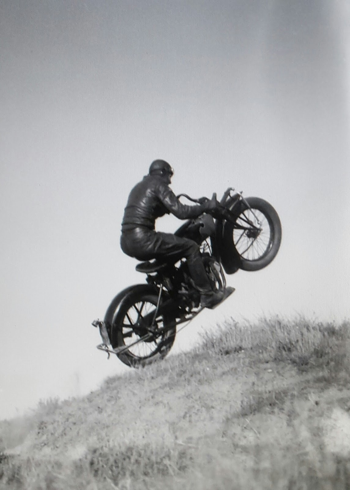 POPPA WHEELIE: Putt Mossman, Trick Rider performs on his Indian, 1933