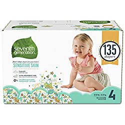Seventh Generation Baby Diapers for Sensitive Skin, Size 4, 135 count ...