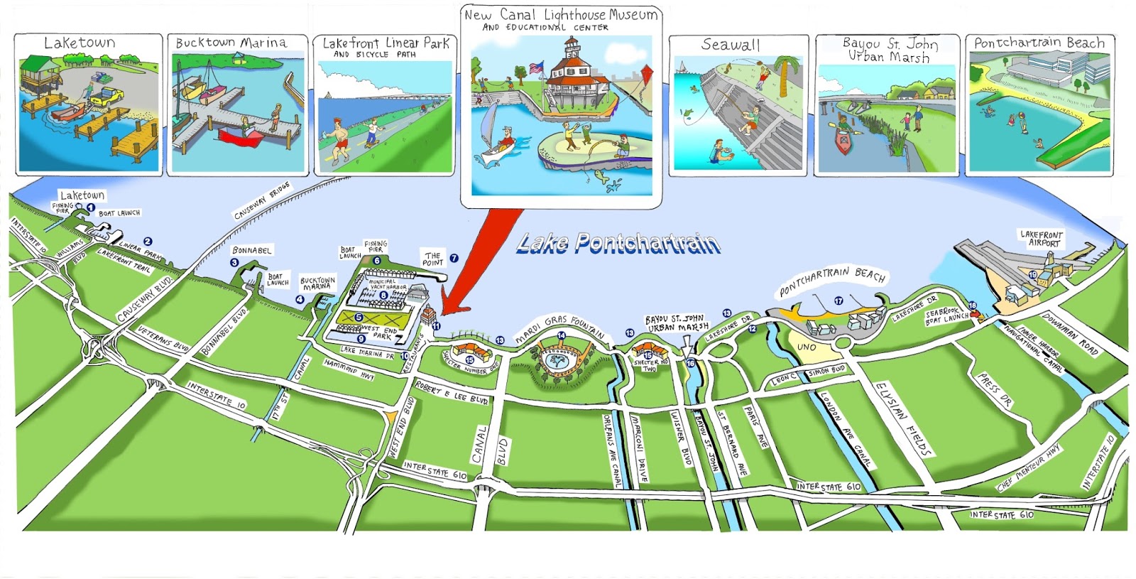 The Barthet Gallery: Lakefront Recreational Map