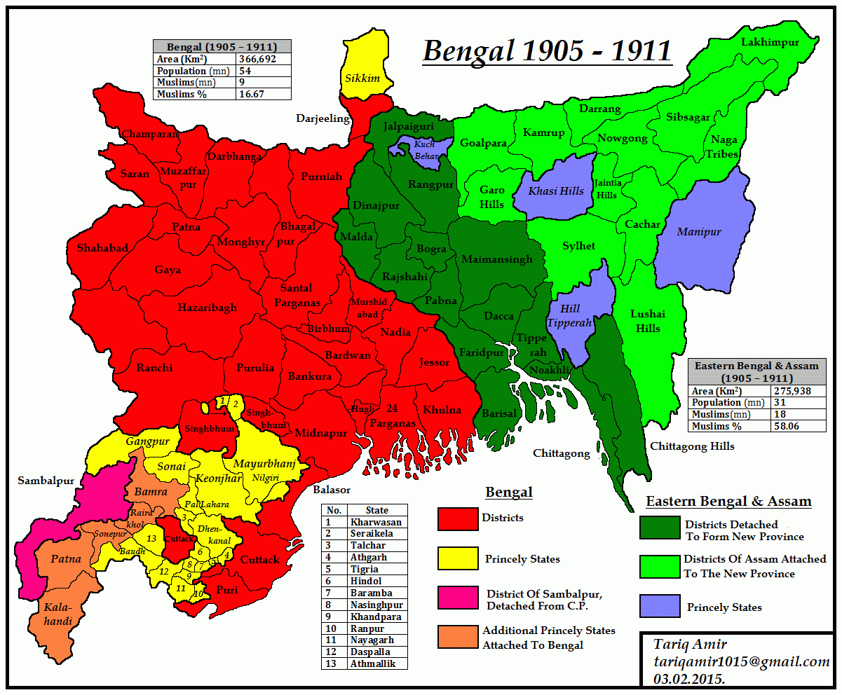 Pakistan Geotagging: Partitions Of Bengal in 1905 and 1947