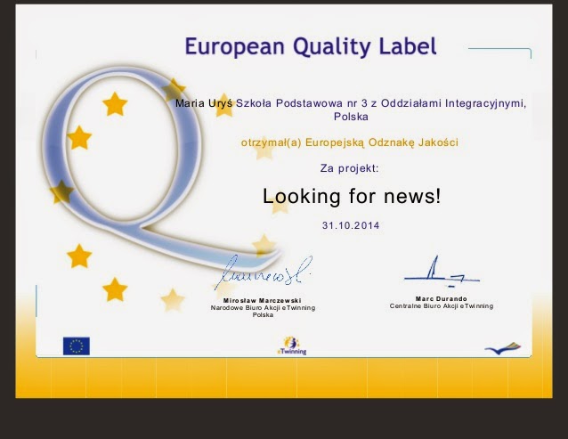 Looking for News!: European Quality Label.