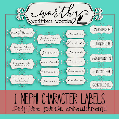 One of a Kind: 1 Nephi Character Labels for Scripture Journals