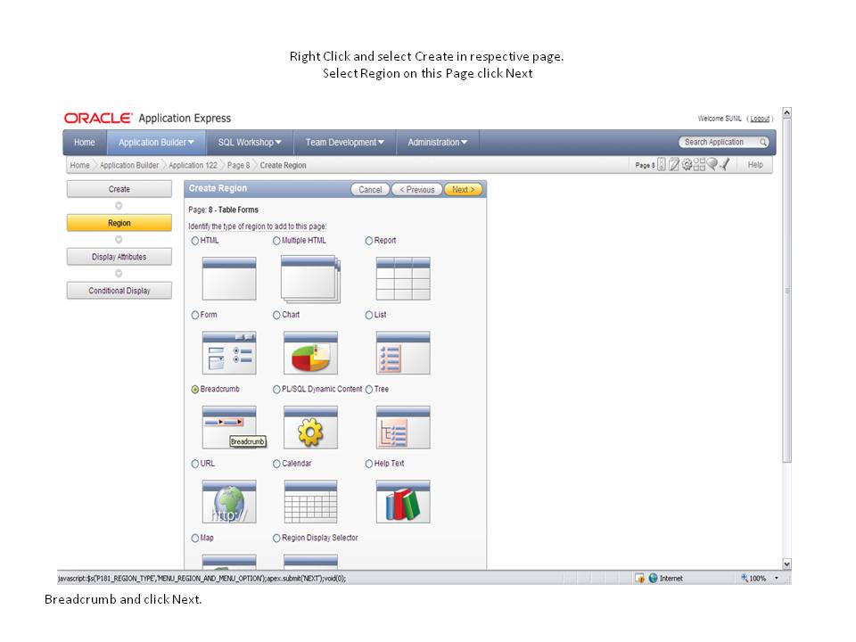 ORACLE APEX, SOA and JBOSS: Adding Breadcrumb in Apex