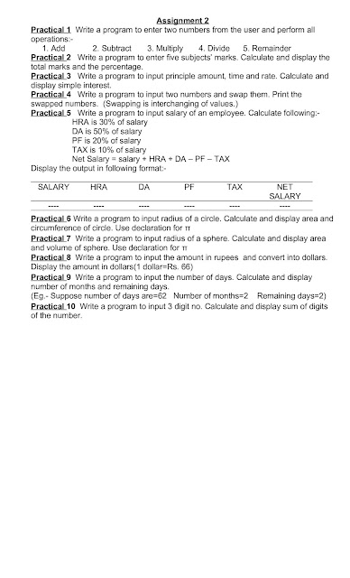 Python Class 11 Python Assignment 1 To 8