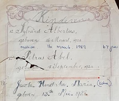 Familie-legkaart: g.3. Jacobus Johannes Gideon Louw NEL, geb. 23/03/1877