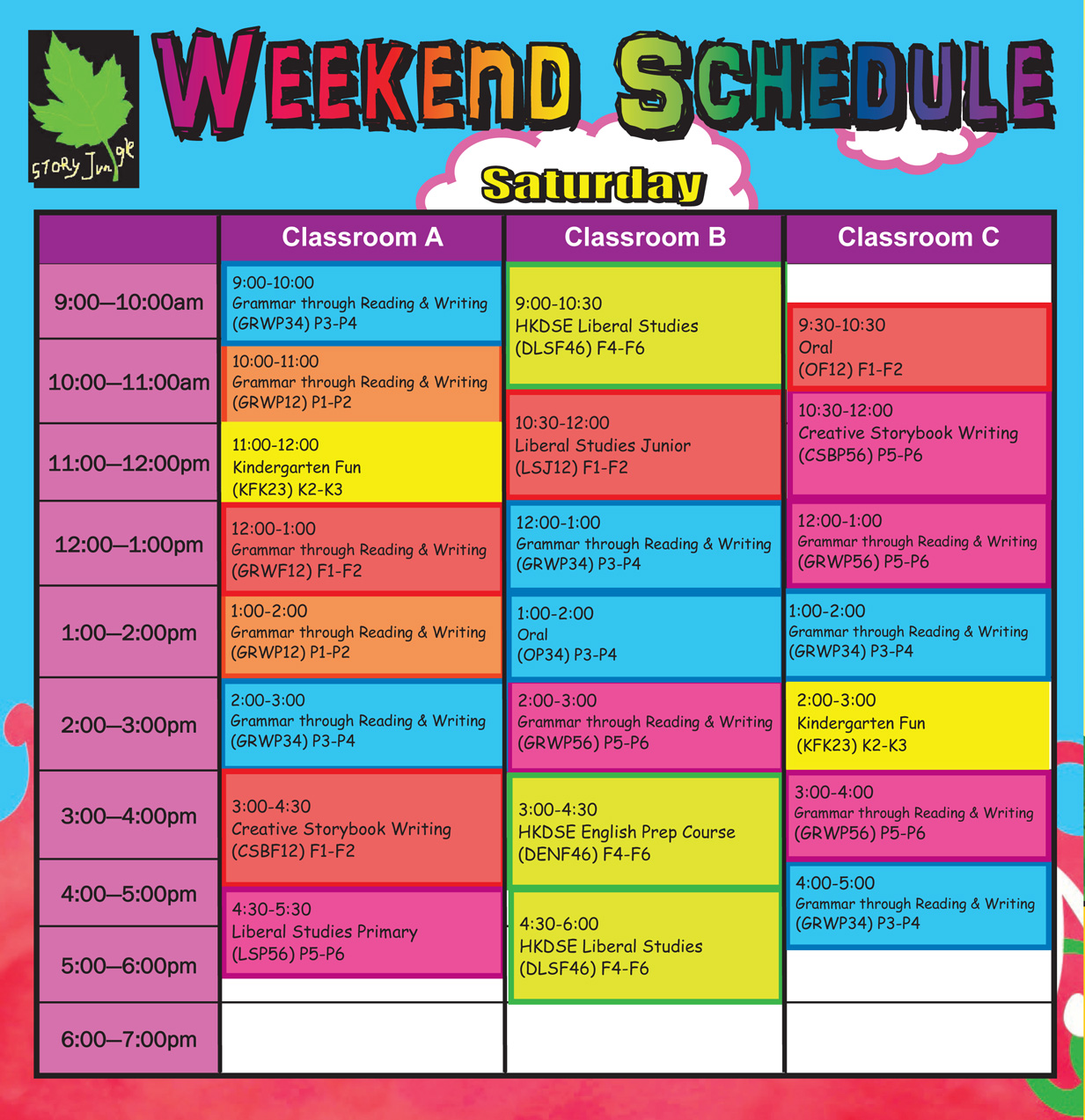 Our Schedule ~ StoryJungle Blog