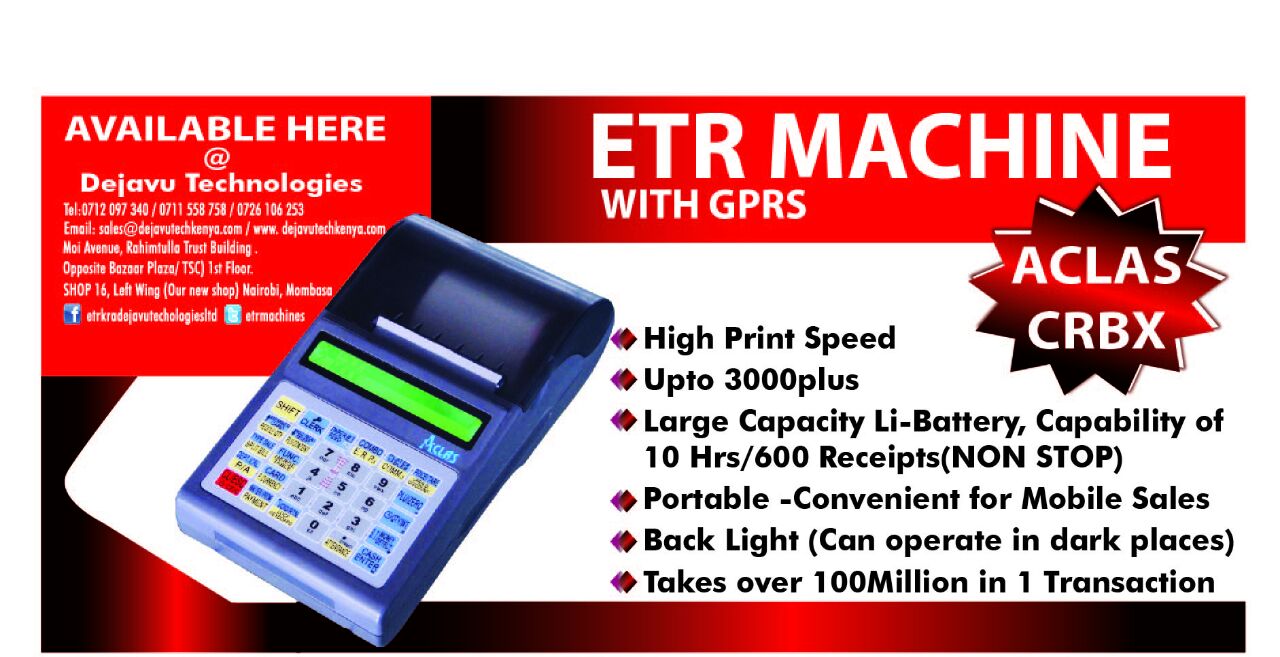 ETR MACHINES : Dejavu Technologies Ltd Aclas Etr Machine 0712097340