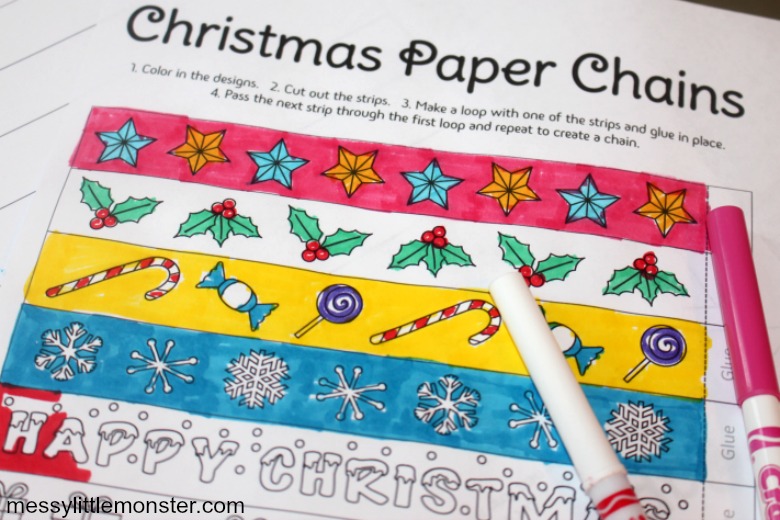 Printable Christmas Paper Chain Template - Messy Little Monster
