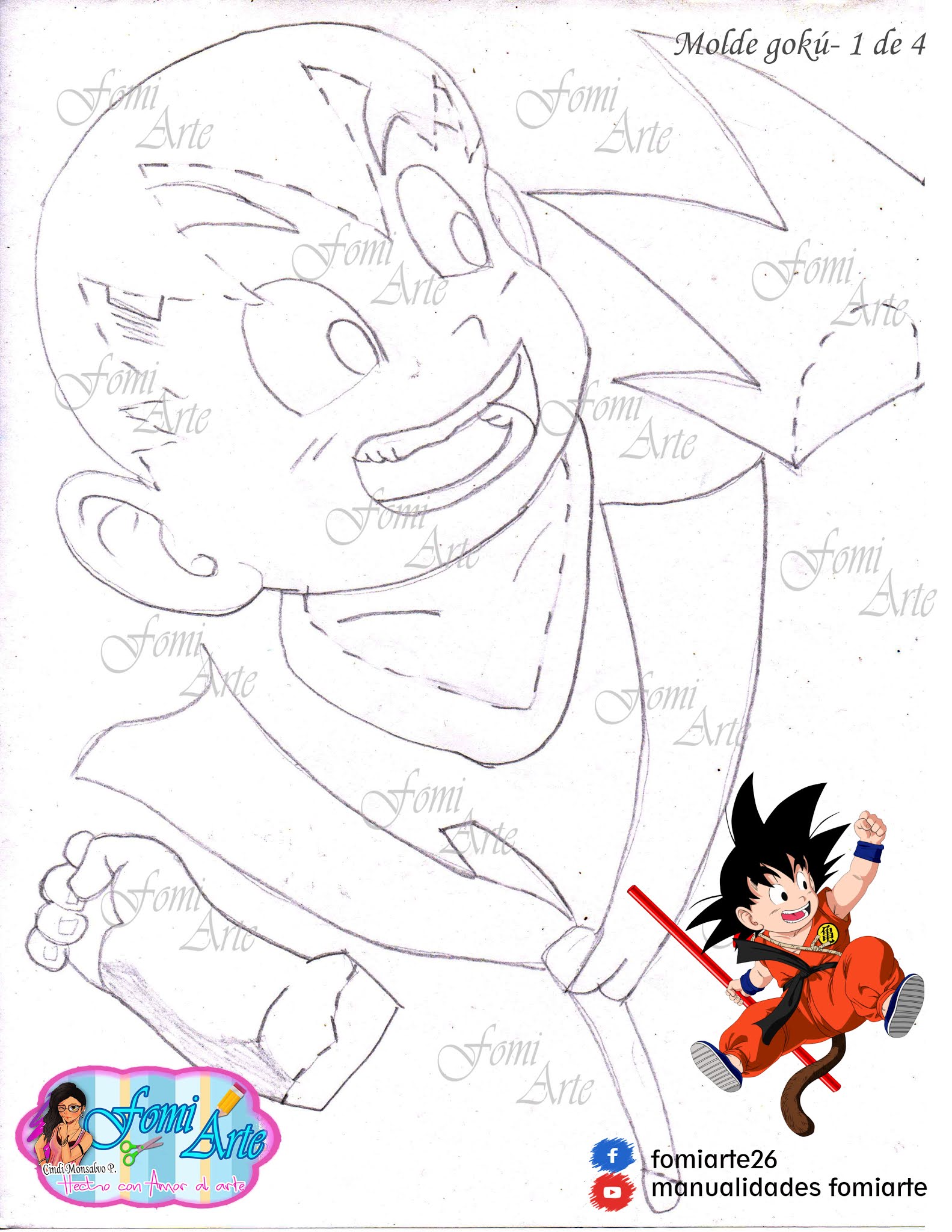 Como fazer GOKU passo a passo em Eva: Molde Gratuito