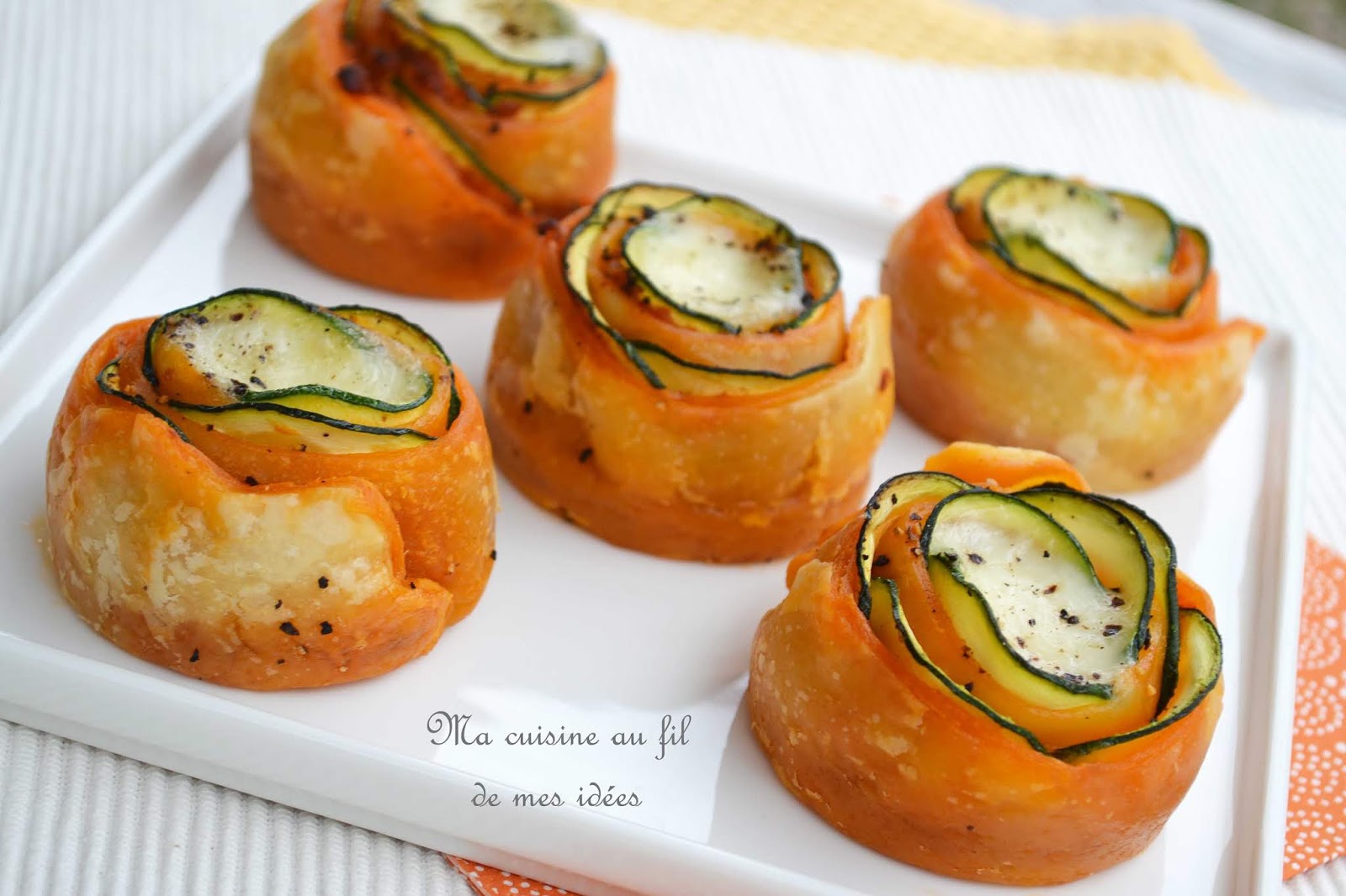 Ma cuisine au fil de mes idées...: Roses feuilletées à la courgette ...