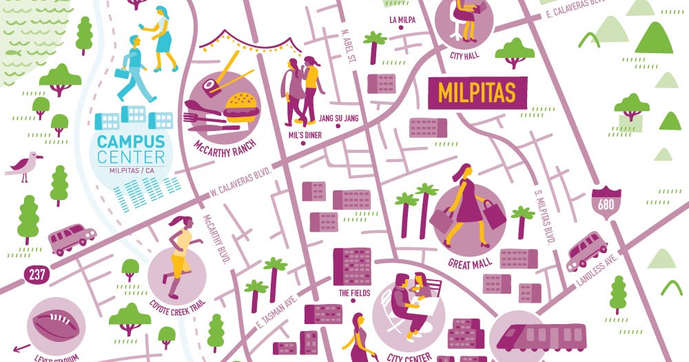 I Draw Maps: Illustrated Map of Milpitas, CA for Campus Center by Nate ...