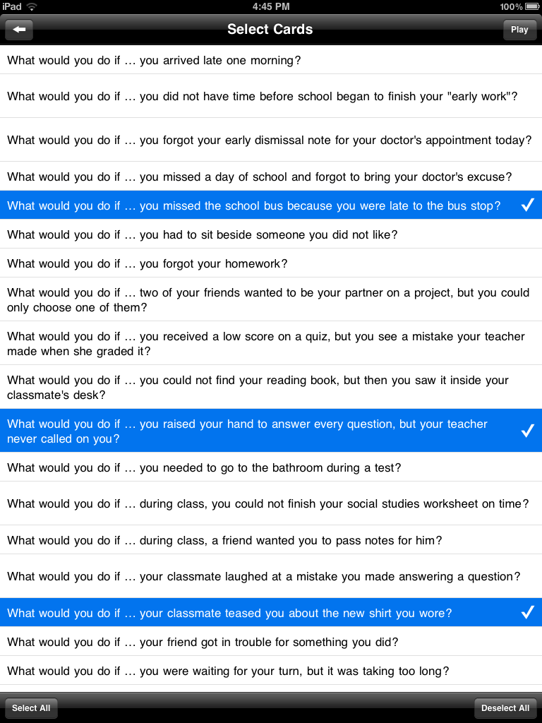 Introducing: What Would You Do At School If Fun Deck App! - Speech Time ...