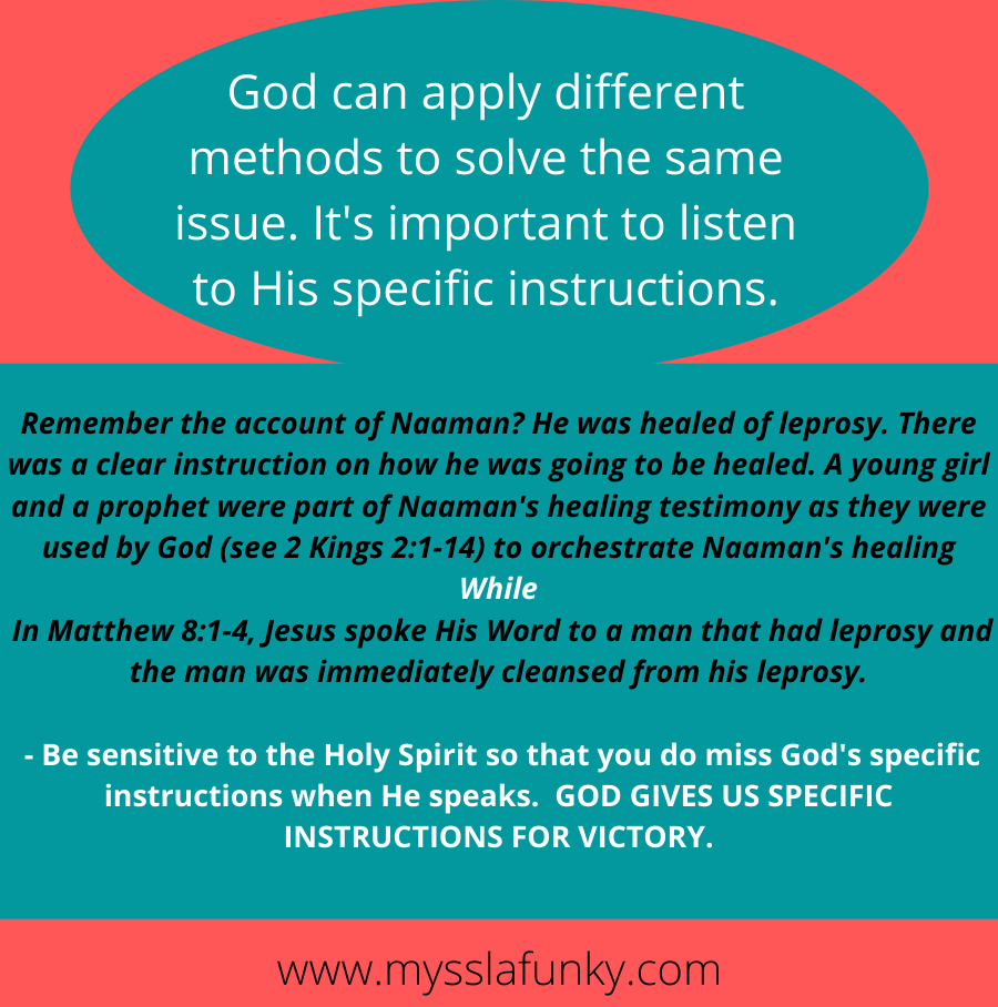 Mysses Lafunky's Faith Blog: God Gives Specific Instructions for Victory