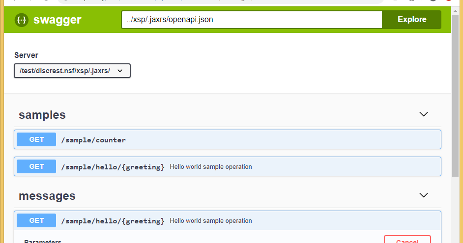 Using Jax Rs Inside Nsf Follow Up Swagger Ui