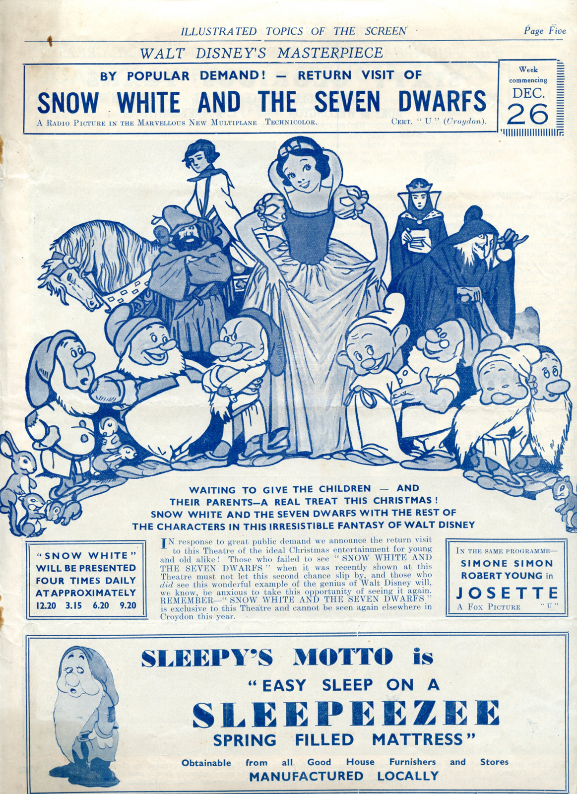 Filmic Light - Snow White Archive: 1938 "Davis Standard" Ad for Snow ...