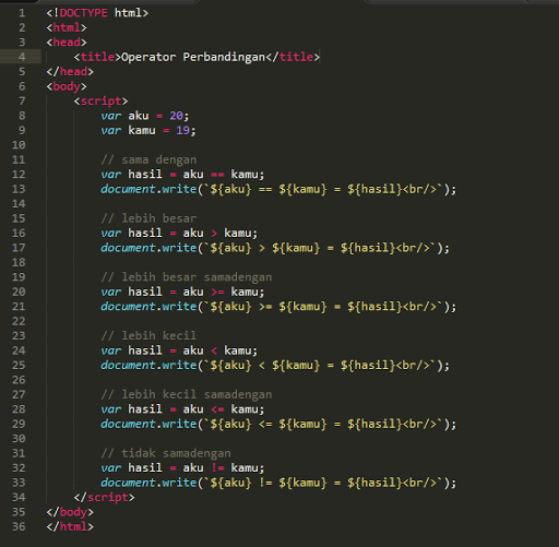 Pertemuan 2 - JavaScript Operator