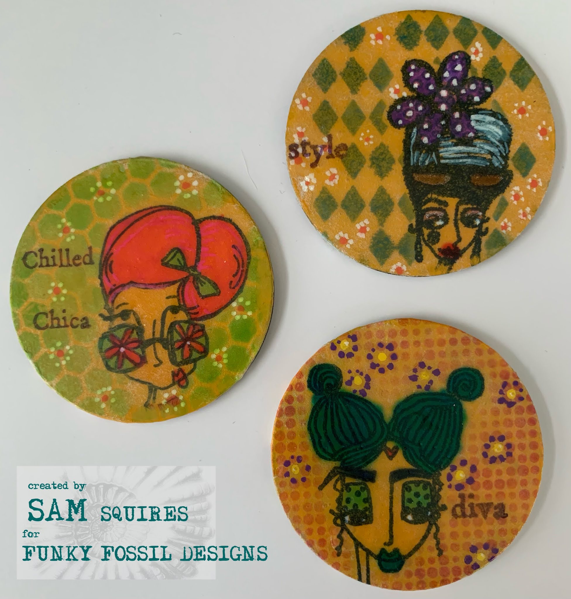 A Crafting Niche: Funky Fossil Designs "Chilled Chicas" new stamp preview 1