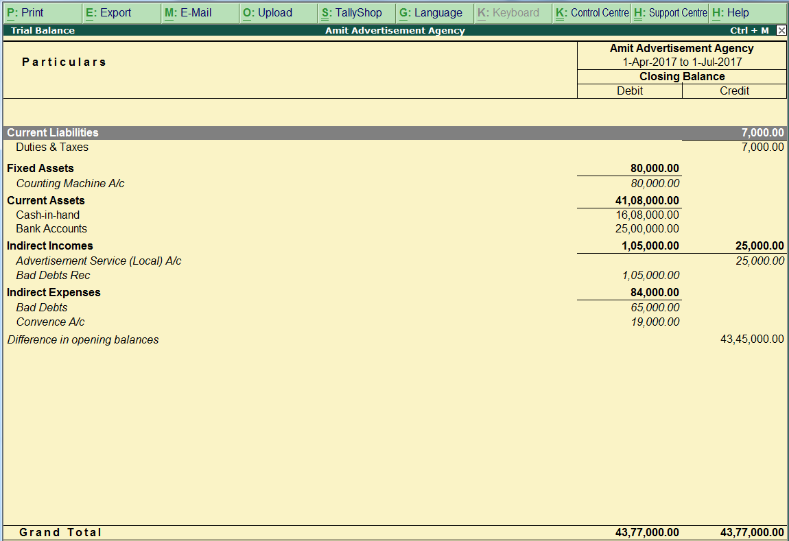 E MAX COMPUTER EDUCATION: TRIAL BALANCE
