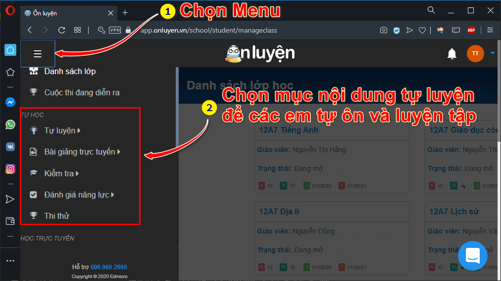 Hướng dẫn học sinh đăng nhập và sử dụng tài khoản onluyen.vn để tự học