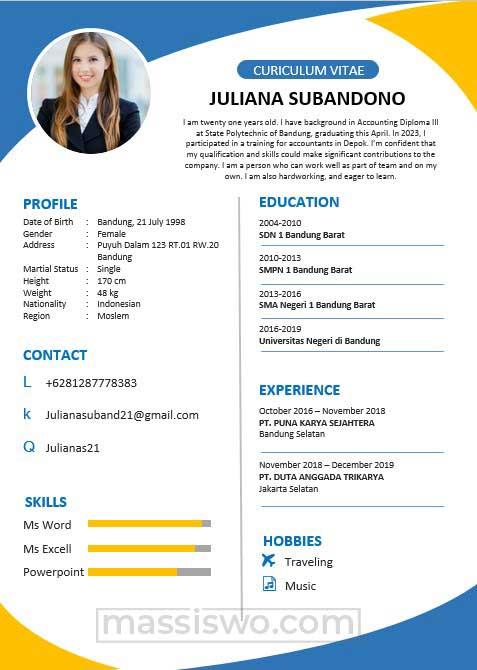 16 Contoh Cv Menarik Word Download Terupdate - Galeri Jobseeker