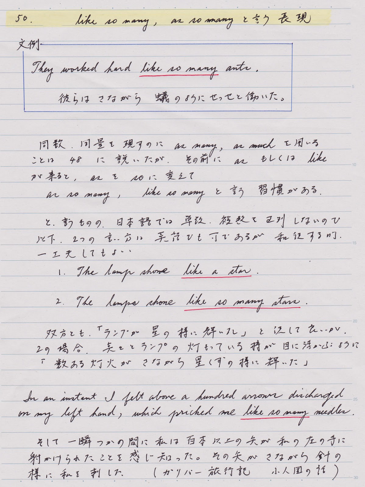 英語ことわざ文法と解釈の研究: 50. like so many, as so many という表現 ＊They worked hard ...