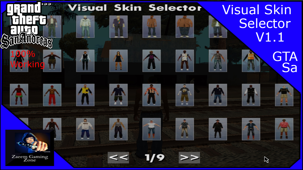 Visual Skin Selector V1.1 for GTA San Andreas - Zaeem Gaming Zone