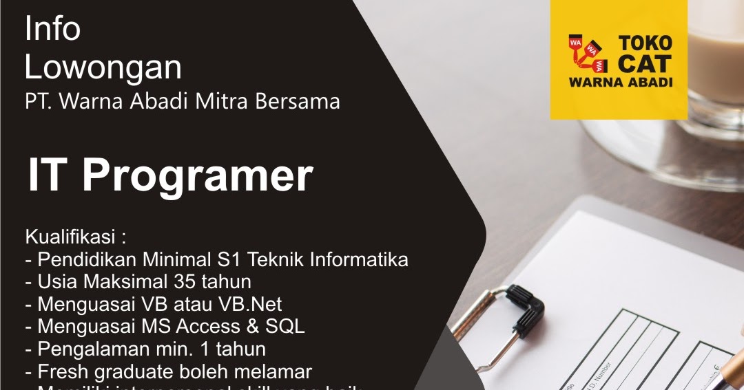 Lowongan Kerja IT Programer di PT Warna Abadi Mitra Bersama Yogyakarta ...