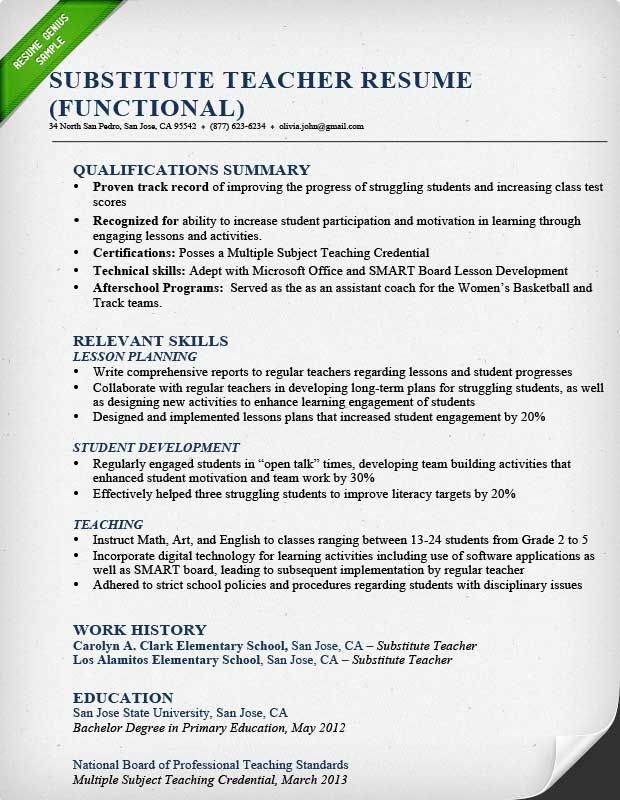 Teaching Sample Resume ~ Resume Letter