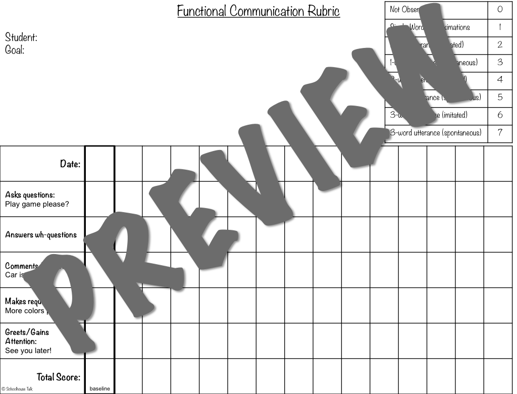 Schoolhouse Talk!: Using Rubrics to Track Speech Therapy Data